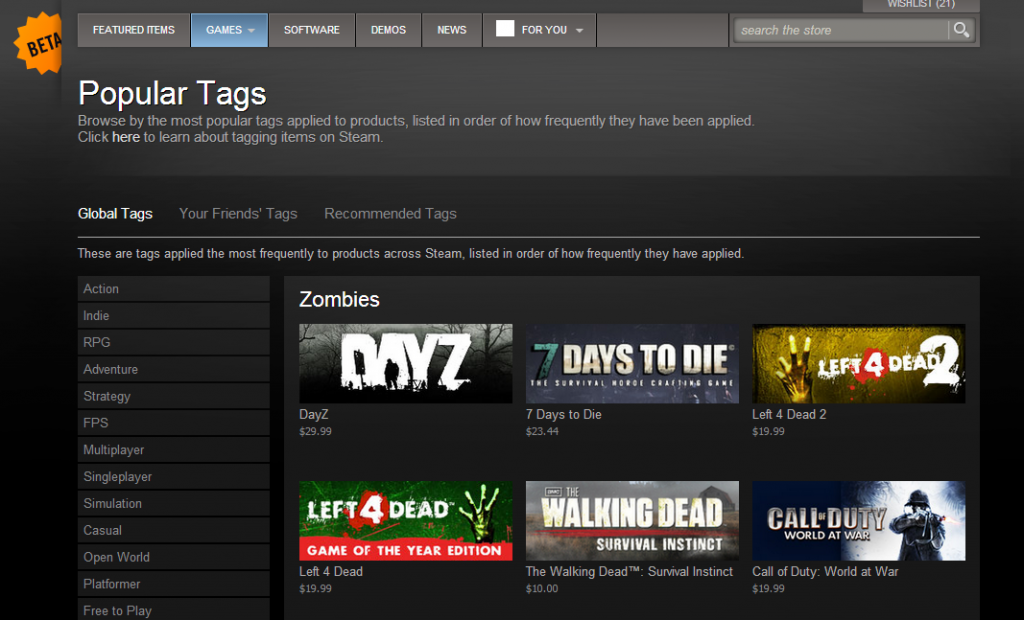 Steam เปิดตัวระบบ Tags [beta]