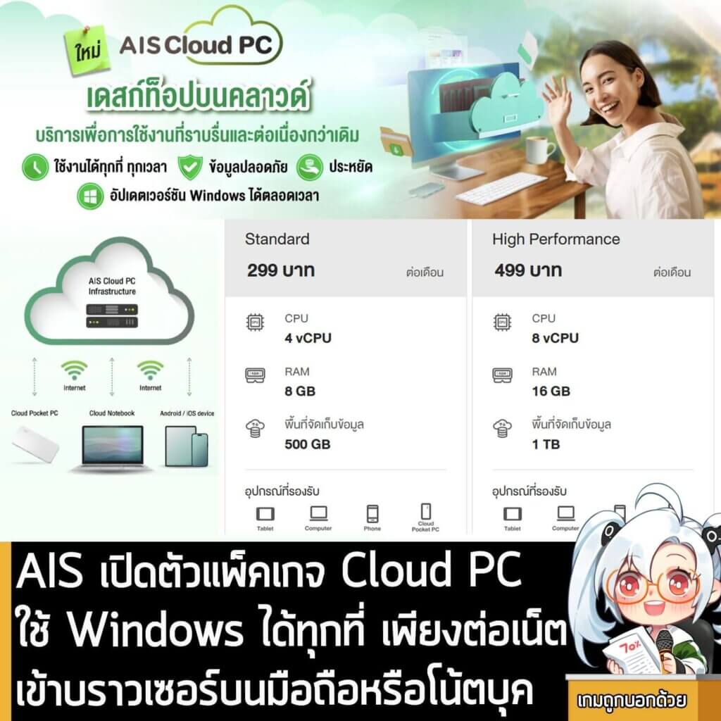 [News] AIS เปิดตัวแพ็คเกจ Cloud PC ใช้ Windows ได้ทุกที่ เพียงต่อเน็ตเข้าบราวเซอร์บนมือถือหรือ ...