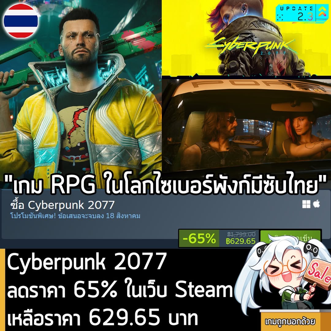 Cyberpunk 2077 กำลังลดราคา 65% ในเว็บ Steam เหลือราคา 629.65 บาท