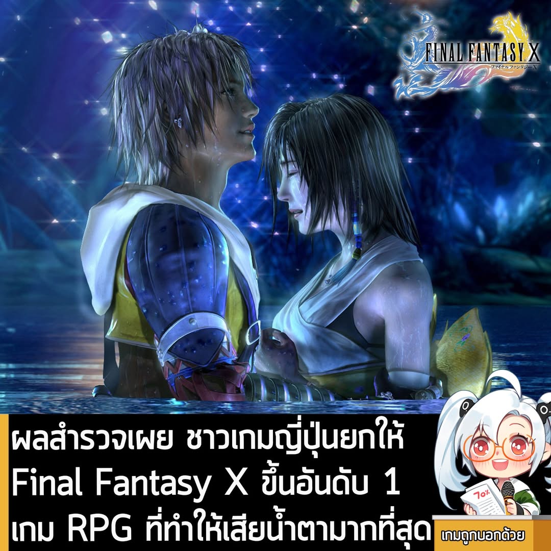 ผลสำรวจเผย ชาวเกมญี่ปุ่นยกให้ Final Fantasy X ขึ้นอันดับ 1 เกม RPG ที่ทำให้เสียน้ำตามากที่สุด