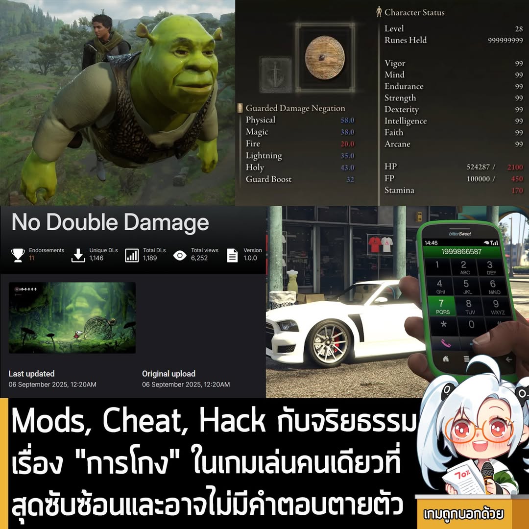 Mod, Cheat, Hack กับจริยธรรมเรื่อง “การโกง” ในเกมเล่นคนเดียวที่สุดซับซ้อนและอาจไม่มีคำตอบตายตัว