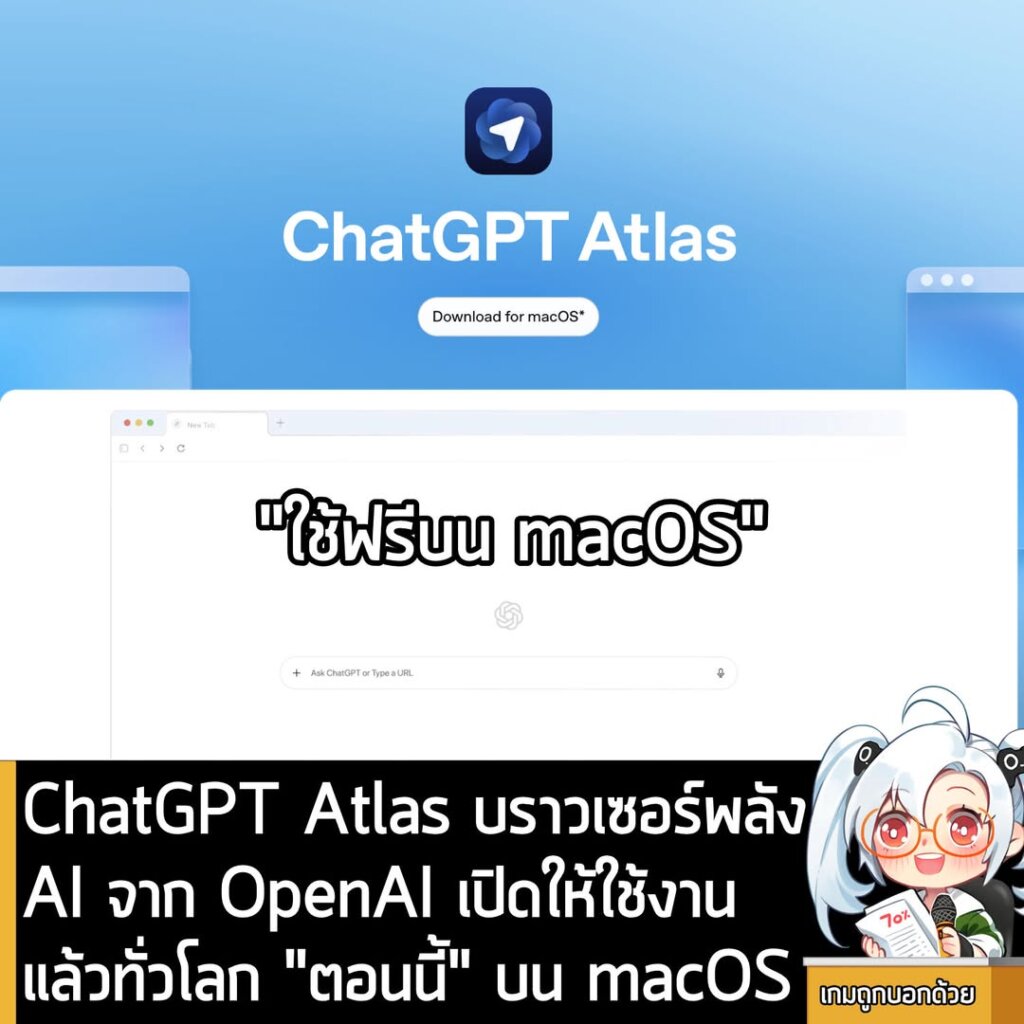 ChatGPT Atlas บราวเซอร์พลังAI จาก OpenAI เปิดให้ใช้งานแล้วทั่วโลก "ตอนนี้" บน macOS