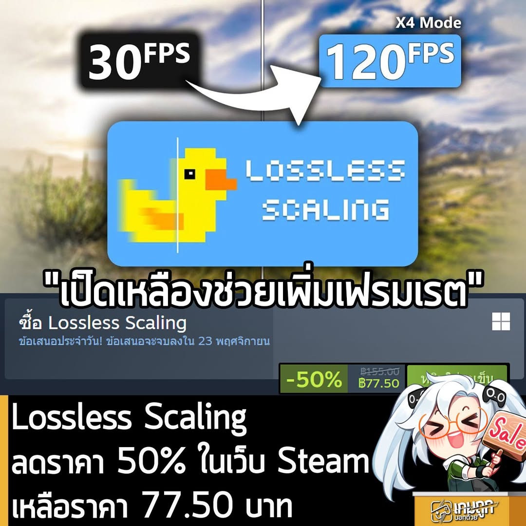 Lossless Scaling กำลังลดราคา 50% ในเว็บ Steam เหลือราคา 77.50 บาท